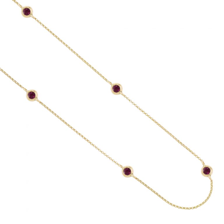 Chic Yellow Gold Ruby Raindrop Necklace London Road Jewellery