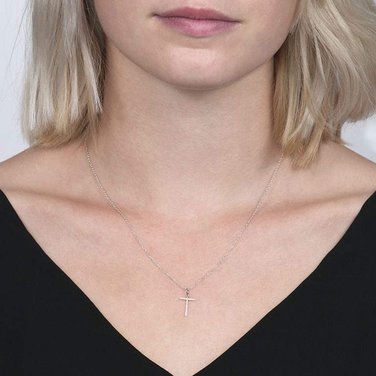 9ct White Gold Diamond Initial T Pendant Necklace - London Road Jewellery