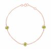 9ct Rose Gold Dew Drop Peridot Bracelet - London Road Jewellery