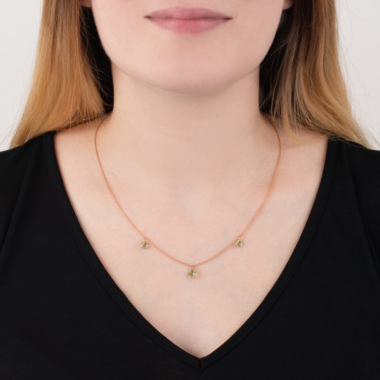9ct Rose Gold Peridot Dew Drop Necklace - London Road Jewellery