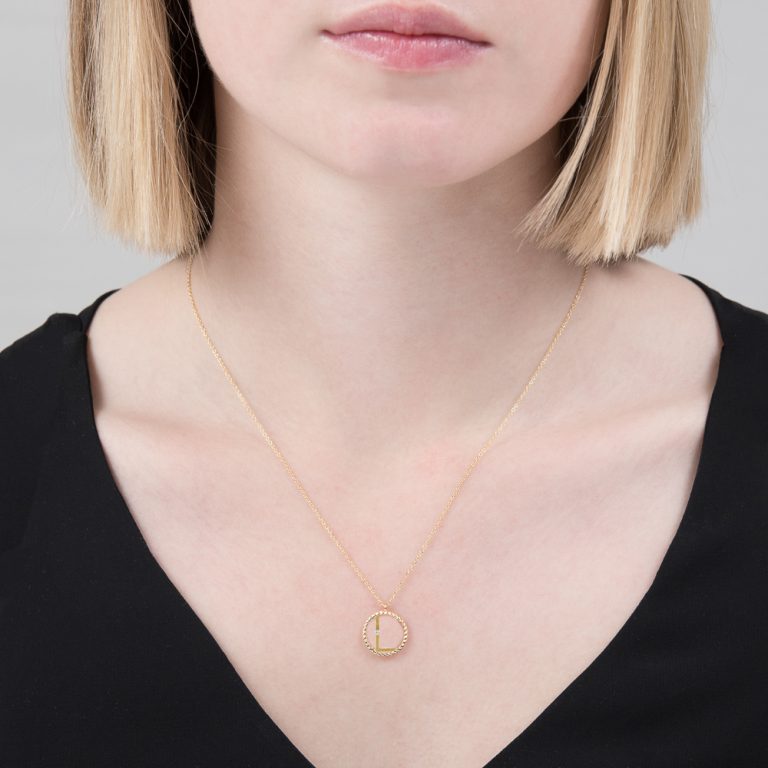 9ct Yellow Gold Diamond Initial L Pendant Necklace - London Road Jewellery