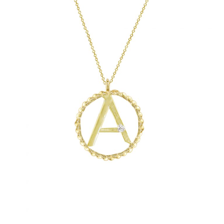 Diamond A Initial Pendant Yellow Gold - London Road Jewellery