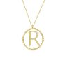 9ct Yellow Gold Diamond Initial R Pendant Necklace - London Road Jewellery