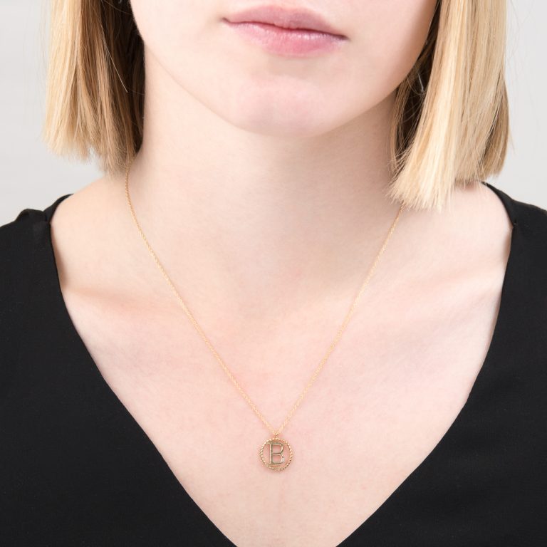 9ct Yellow Gold Diamond Initial B Pendant Necklace - London Road Jewellery
