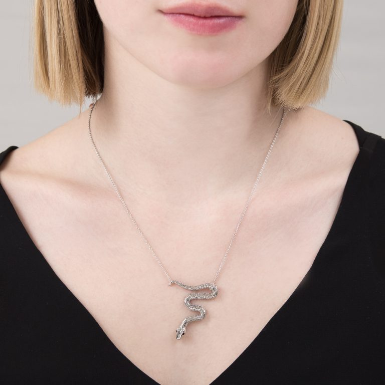 Exclusive Silver and Ruby Kew Snake Bangle - London Road Jewellery