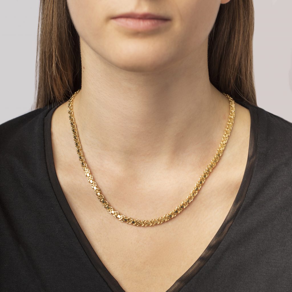 9ct Yellow Gold Byzantine Chain Necklace - London Road Jewellery