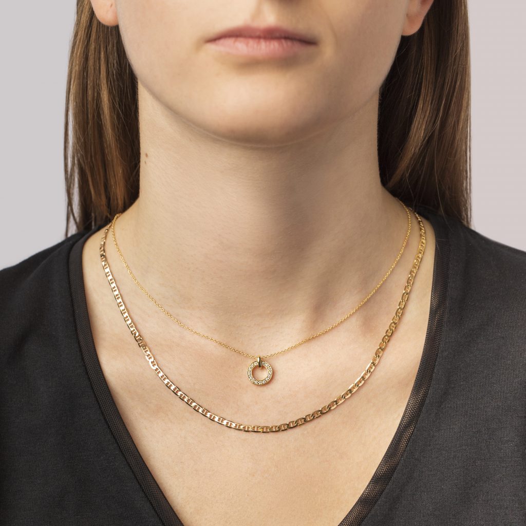 Layered Gold Chain and Diamond Circle Necklace Set - London Road Jewellery