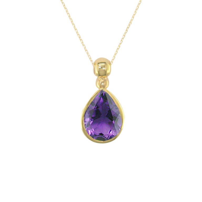Chic Yellow Gold Ruby Raindrop Necklace - London Road Jewellery