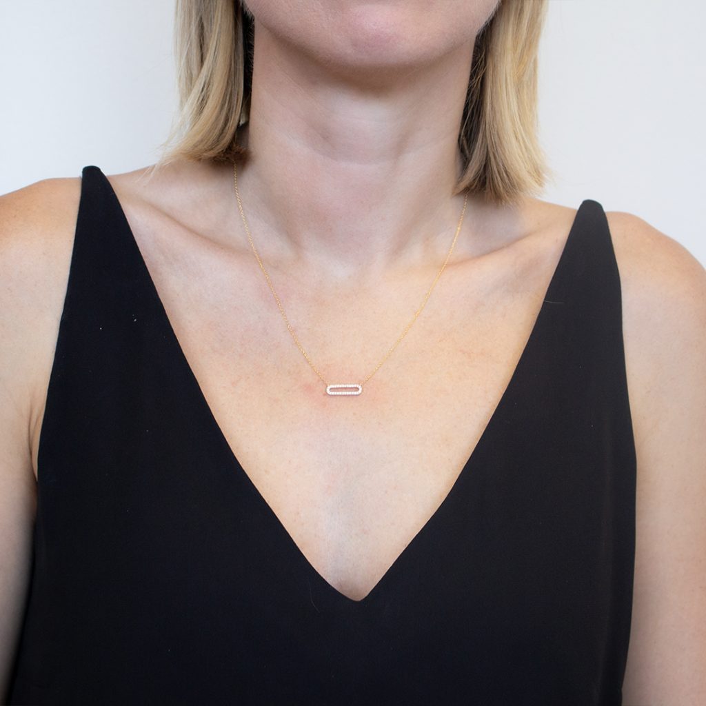 9ct Yellow Gold Horizontal Paperclip Necklace - London Road Jewellery